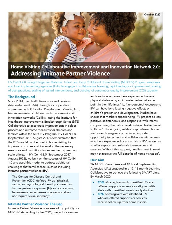 Fact Sheet: Intimate Partner Violence (IPV) - HV-COIIN
